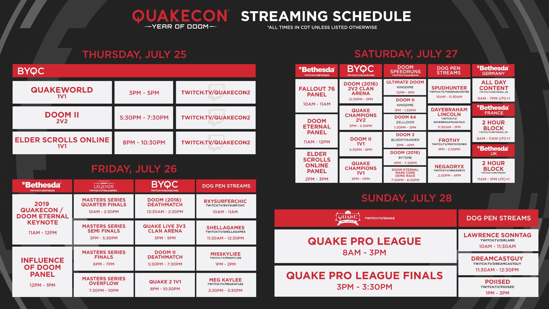 QuakeCon 2019 sessions and streaming schedule detailed | VGC