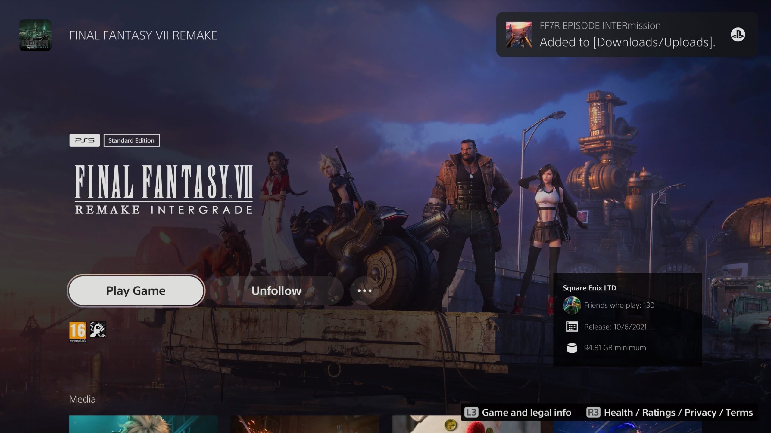 After PS Plus issues, PS5 Final Fantasy 7 Remake owners can now claim Intergrade | VGC