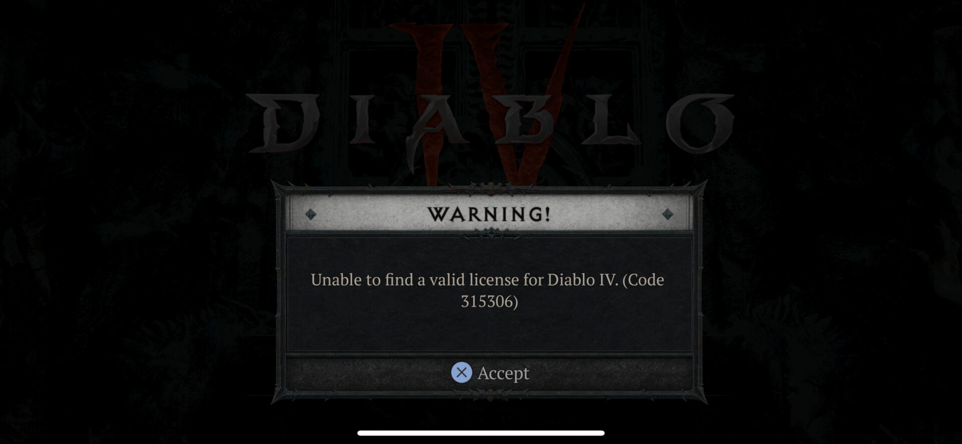 Diablo 4 error code 315306: ‘Unable to find a valid license for Diablo ...