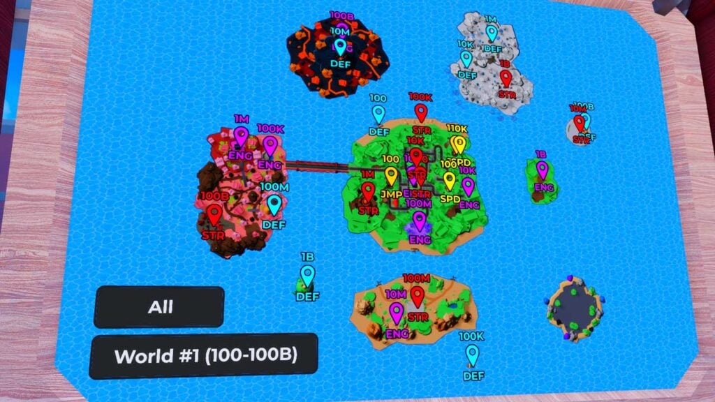 Anime Simulator map - Best training spots for Strength, Defense, Energy ...