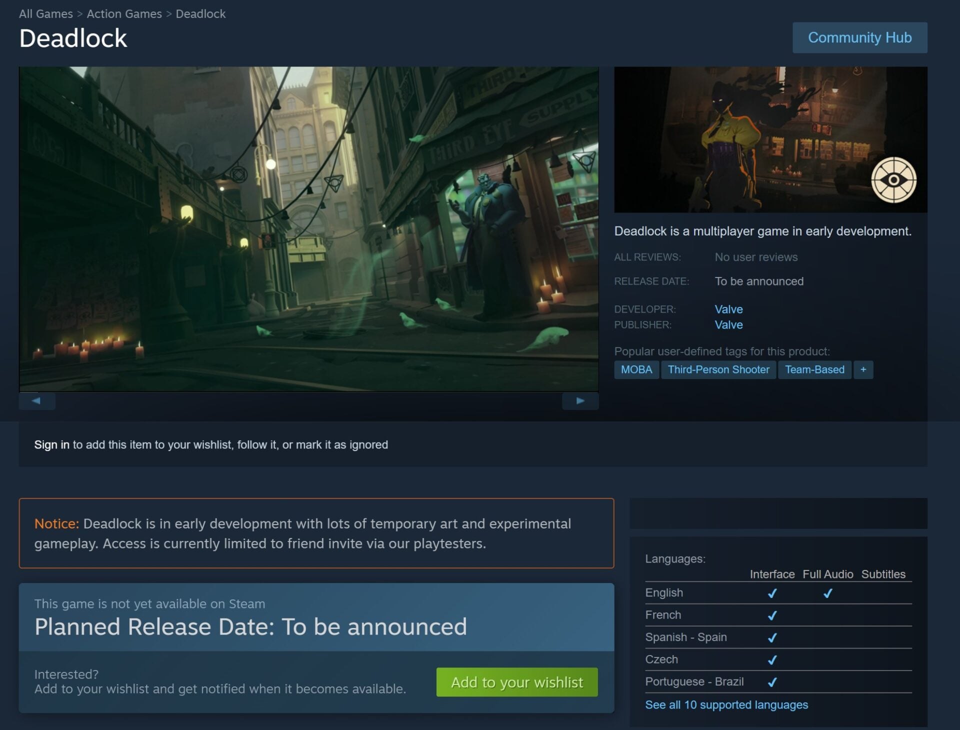 Valve officially annouces Deadlock, weeks after footage started ...