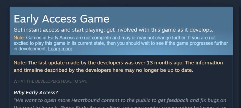 Steam adds warning for ‘abandoned’ early access titles | VGC