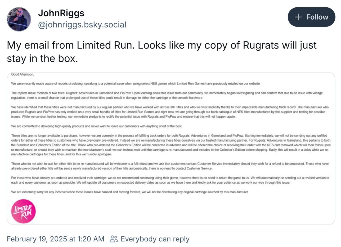 Limited Run Games says two of its recent NES releases could damage the ...