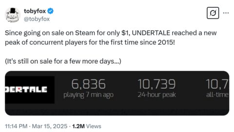 10 years after its release, Undertale has set a new concurrent players ...