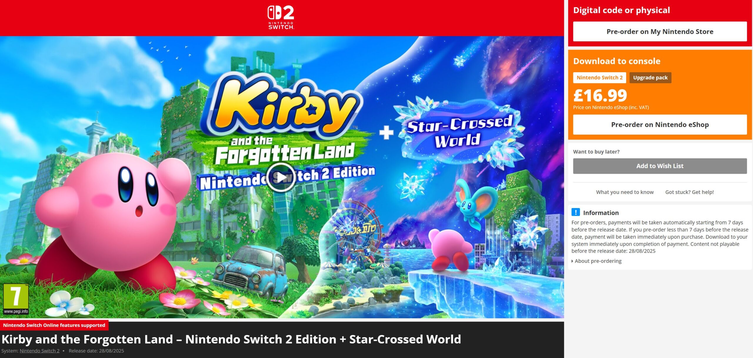 Switch 2 Edition upgrades vary in cost: Nintendo UK reveals differing prices for first-party ...